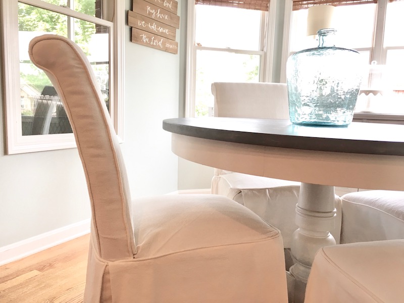 How to Make Drop Cloth Slipcovers for Rolled Back Chairs - Perfecting ...