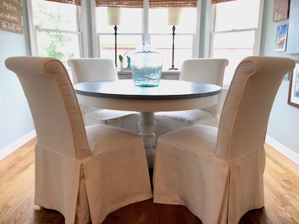How to Make Drop Cloth Slipcovers for Rolled Back Chairs - Perfecting ...