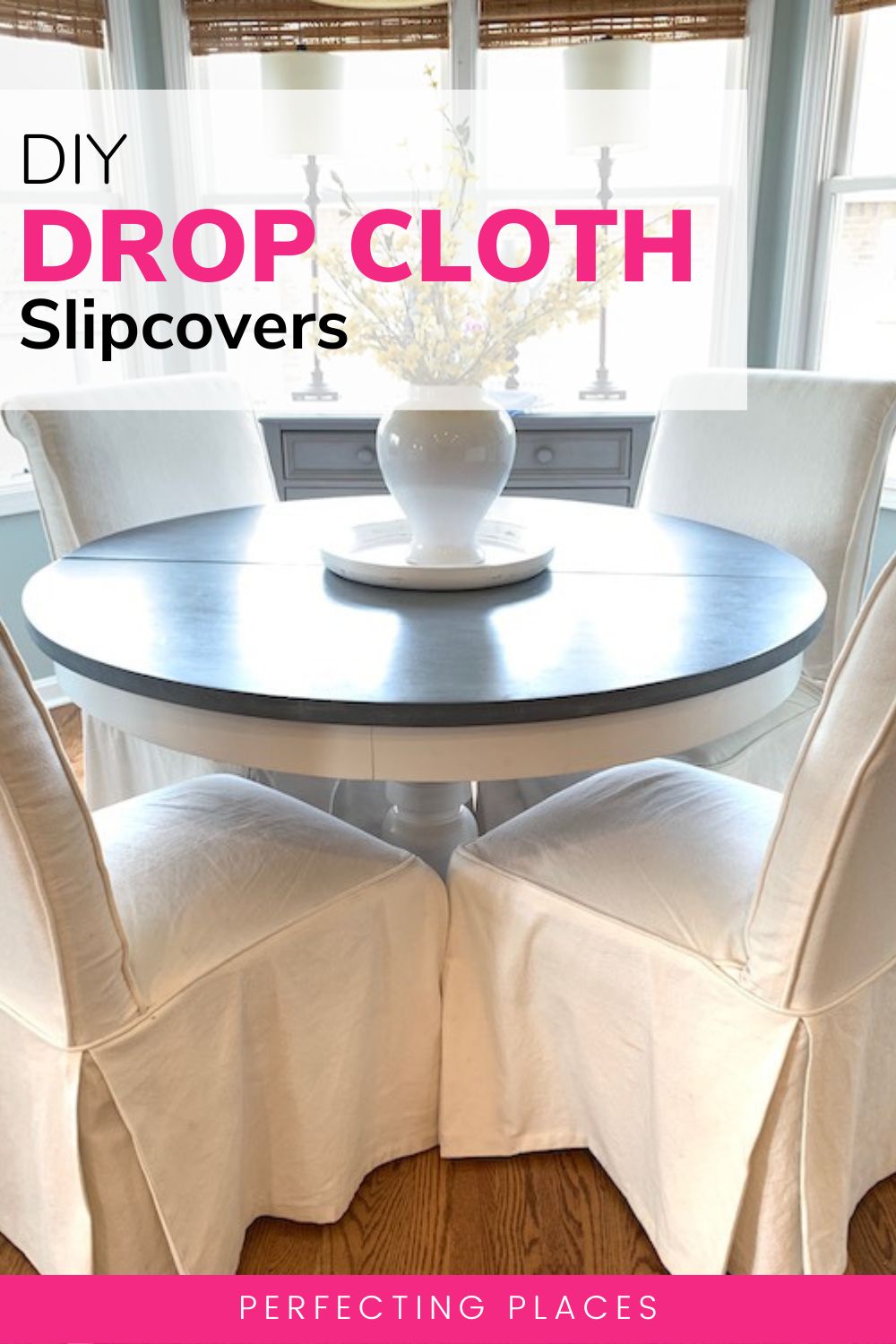 How to Make Drop Cloth Slipcovers for Rolled Back Chairs - Perfecting ...